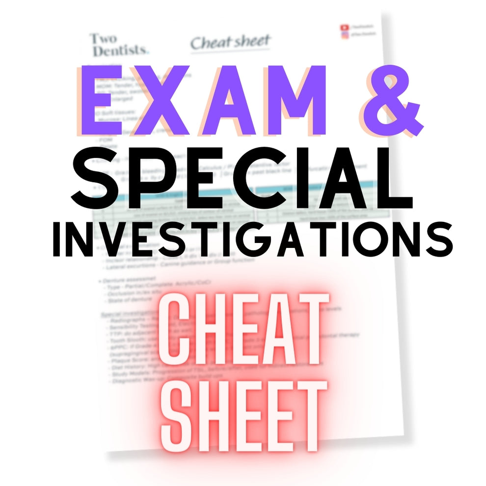 Dental Examination and Special Investigations Cheat Sheet – Two Dentists
